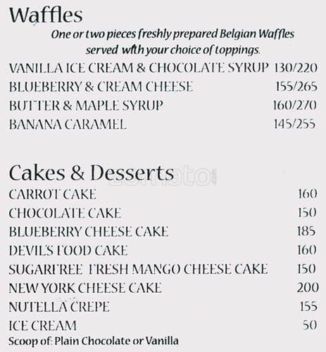 Menu at Dome Cafe, Quezon City