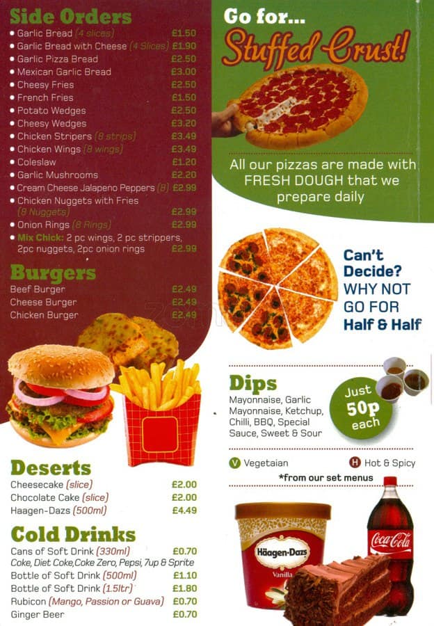 Menu at Roma Pizza pizzeria, Birmingham, 172 Dudley Rd