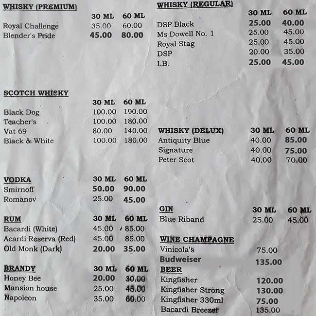 Menu at Preeti Classic, Margao