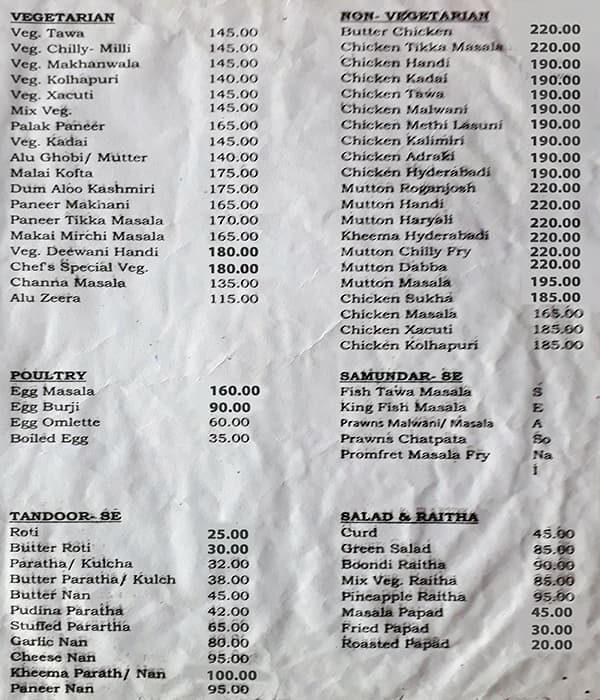 Menu at Preeti Classic, Margao