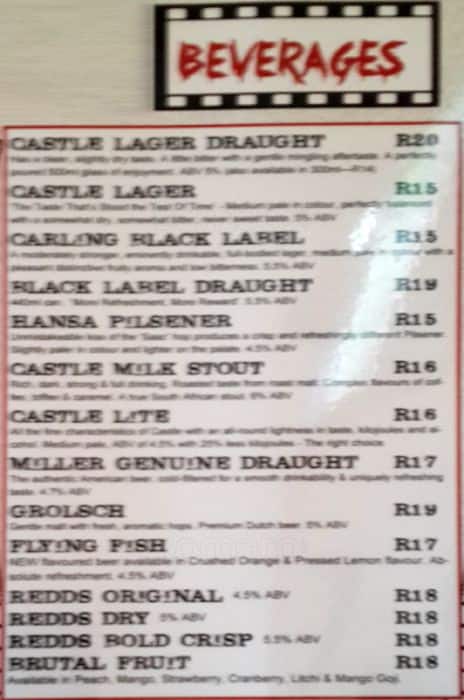 Menu at Tarantino's Resto Bar, George