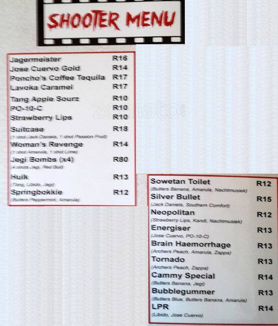 Menu at Tarantino's Resto Bar, George