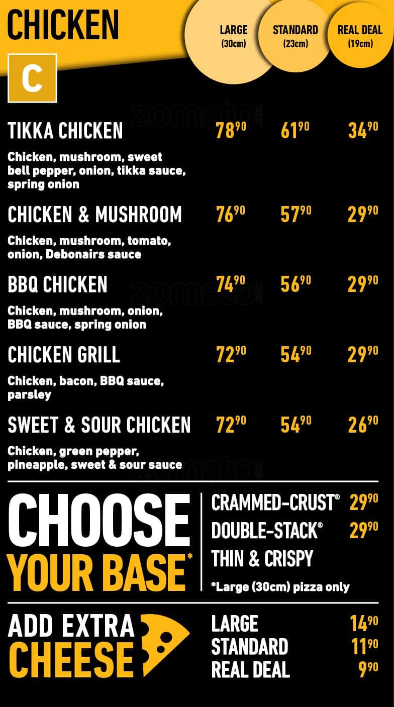 Menu at Debonairs Pizza restaurant, Richards Bay, Erf 1792