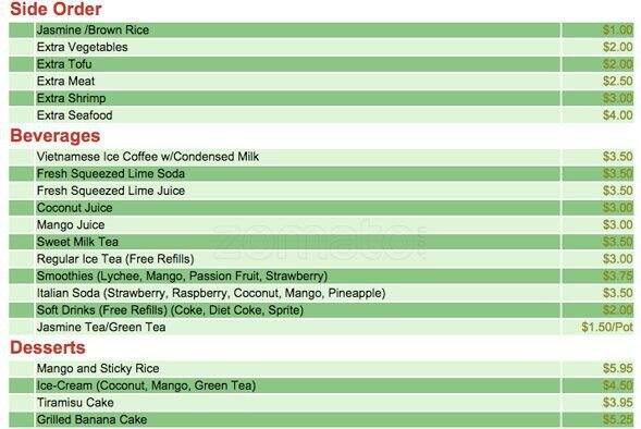 Menu at Square Lotus restaurant, Bellevue