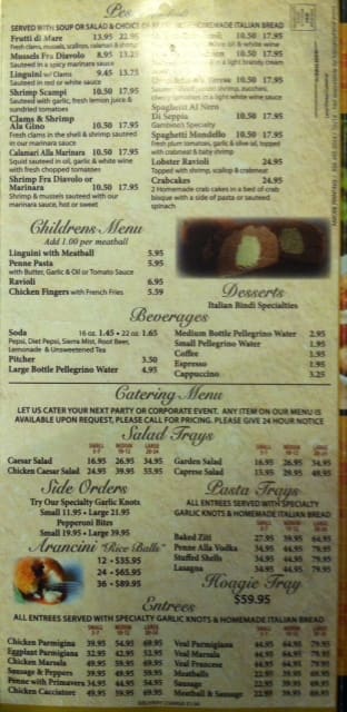 Gambino's Italian Eatery Menu - Urbanspoon/Zomato