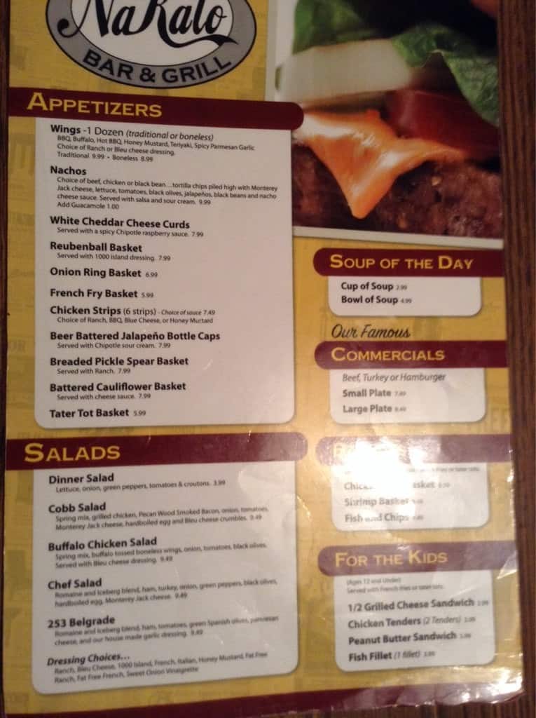 Menu at NaKato Bar & Grill, North Mankato