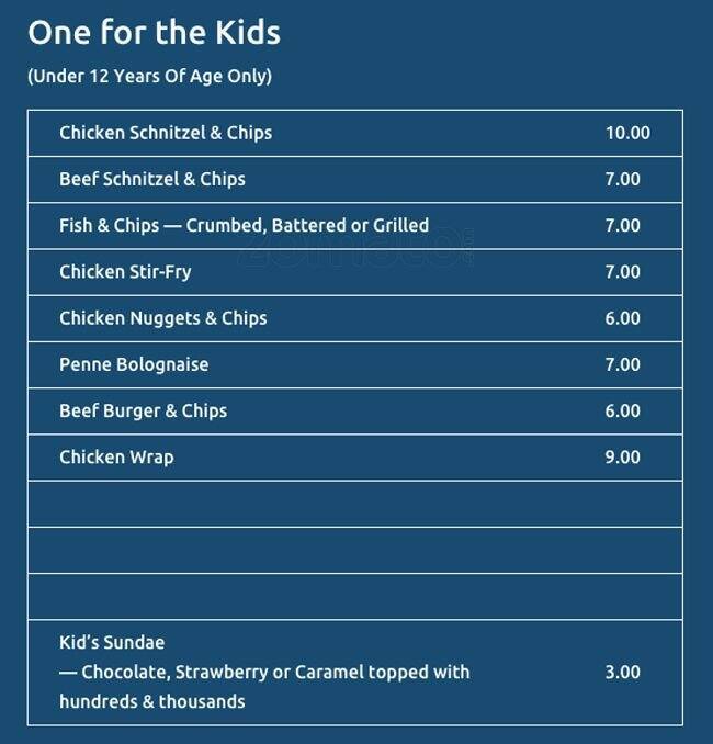 Menu at Seaton Hotel restaurant, Seaton