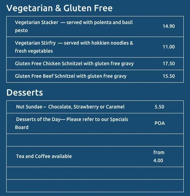 Menu at Seaton Hotel restaurant, Seaton