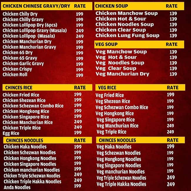 Menu at Alishan Chinese, Pune