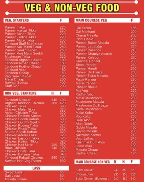 Menu of Nawabi Kitchen, Raj Nagar Extension, Ghaziabad