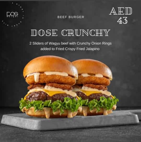 Menu at Dose Burger restaurant, Dubai, Near Aswaq Mall