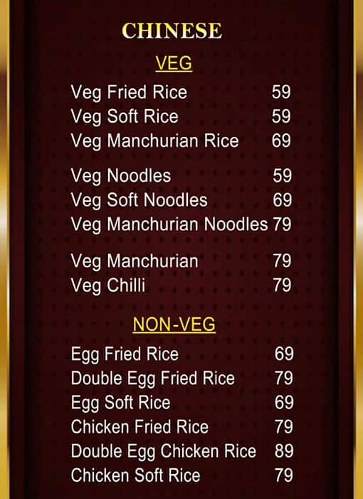 Menu of Cafe Infinity, Kompally, Hyderabad