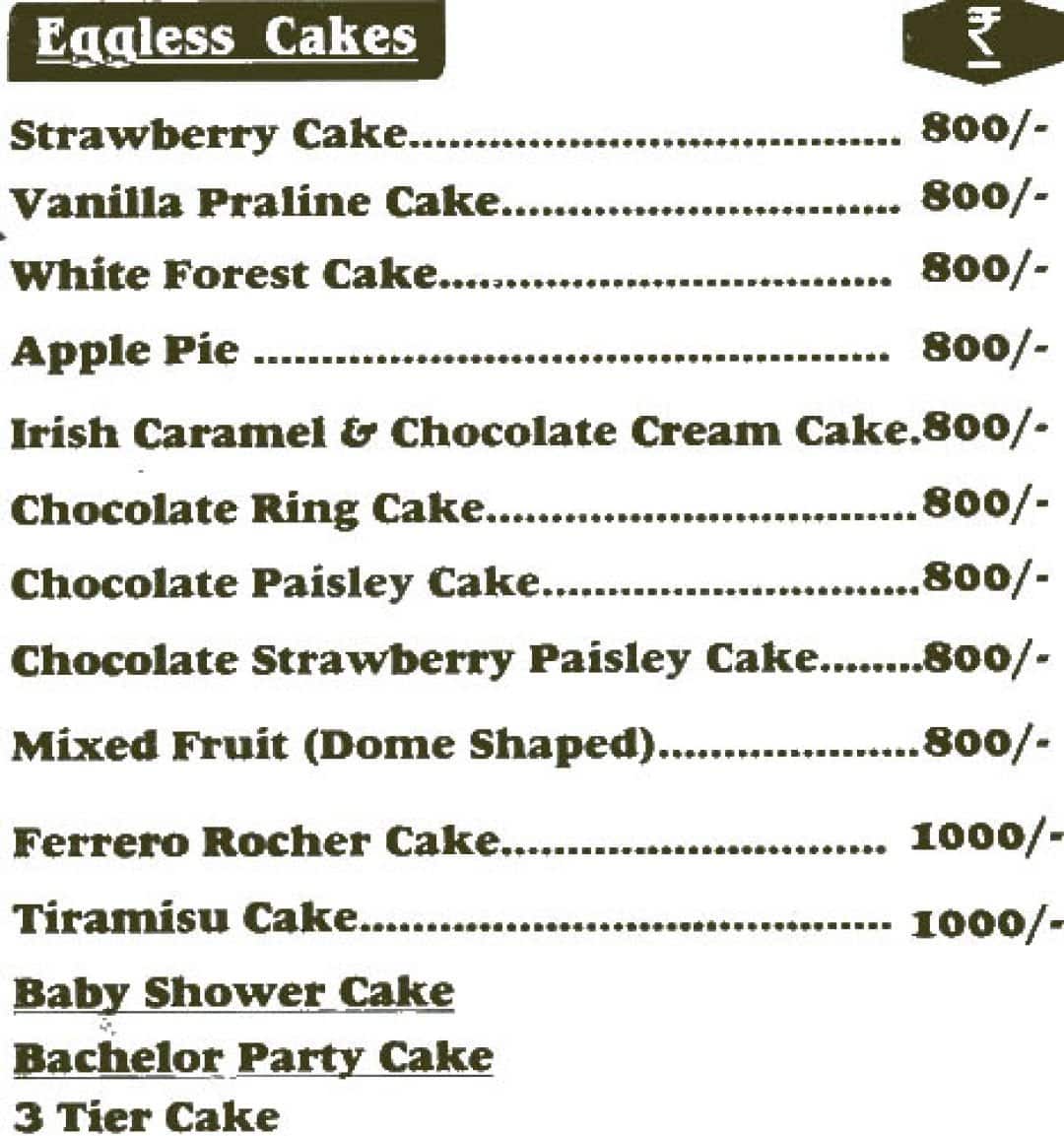 Menu of Daily Cakes Bakers, Vaishali, Ghaziabad