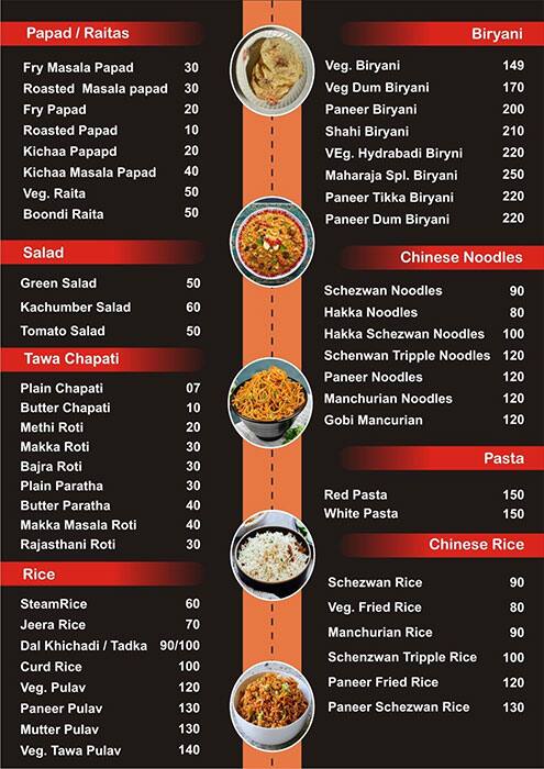 Menu of Maharaja Pure Veg Restaurant, Ambernath, Thane