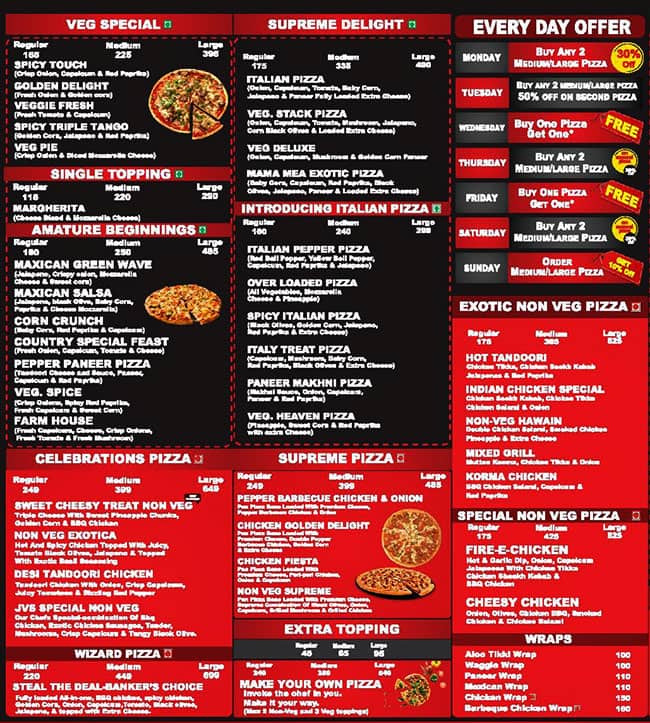 Menu of JVS, Mahipalpur, New Delhi