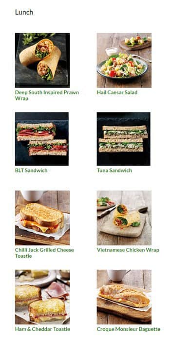 Menu at Starbucks cafe, London, 31 - 33 Sun St