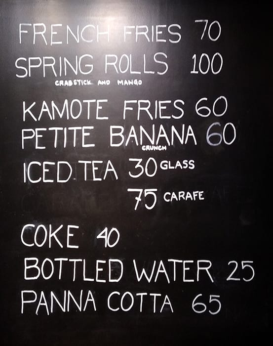 Menu at Casa Rosa restaurant, Quezon City