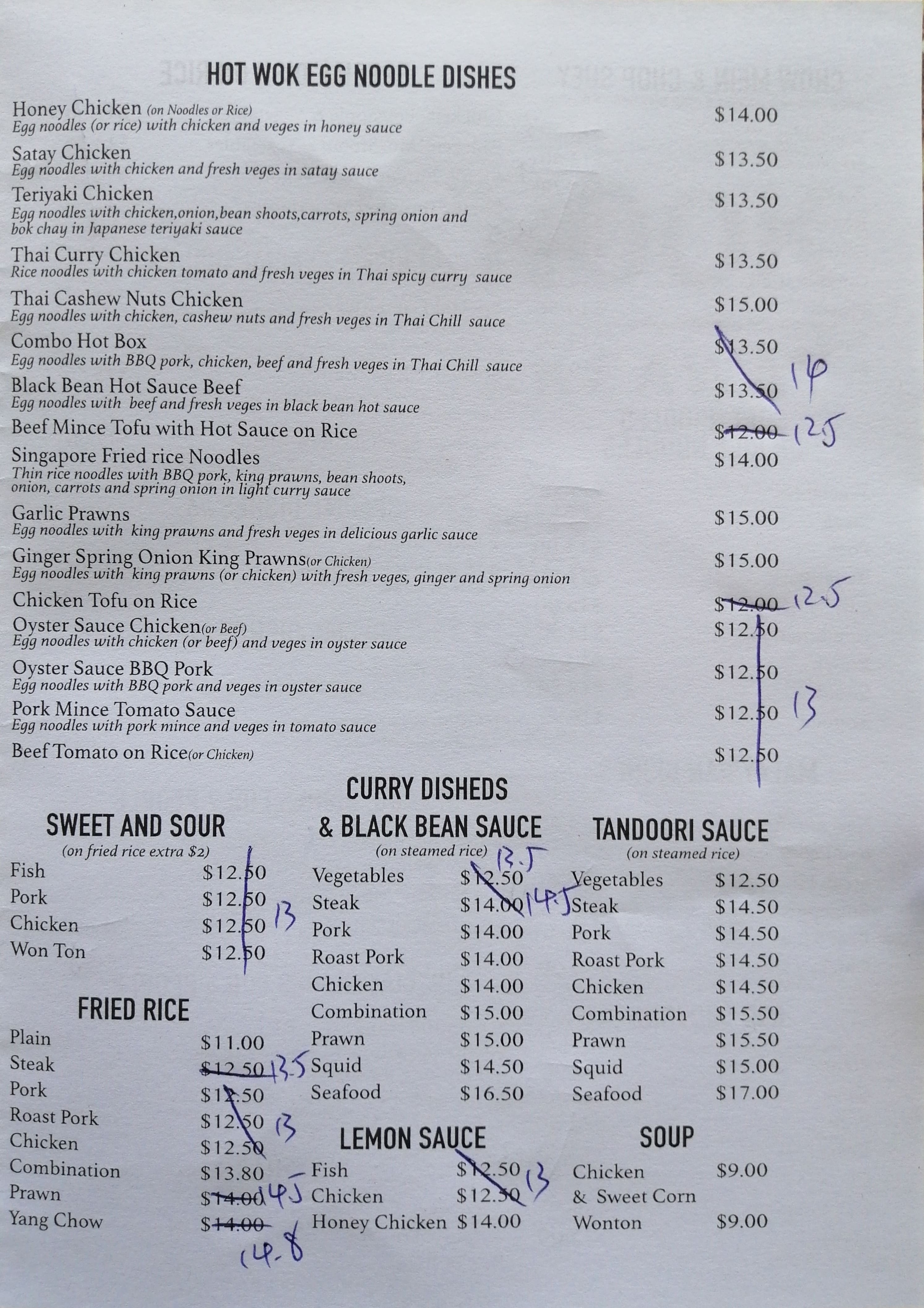 Menu at Sunnynook Fastfood restaurant, Auckland