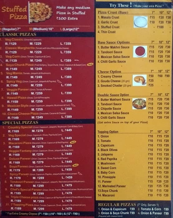 Menu at Indian Pizzeria, Indore