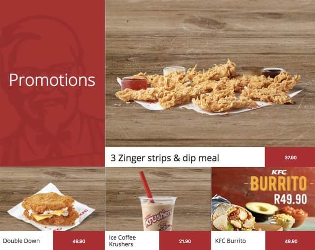 Menu at KFC Garden Route Mall restaurant, George, Shop 62