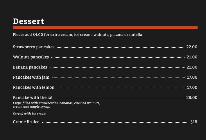 Menu at Lygon Charcoal Grill & Steakhouse, Melbourne