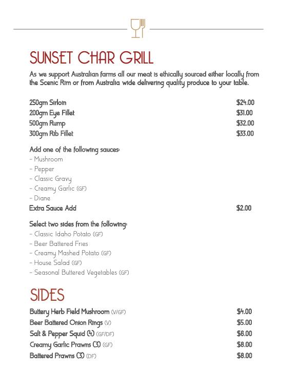 Menu at The Buffalo Bar, Macgregor