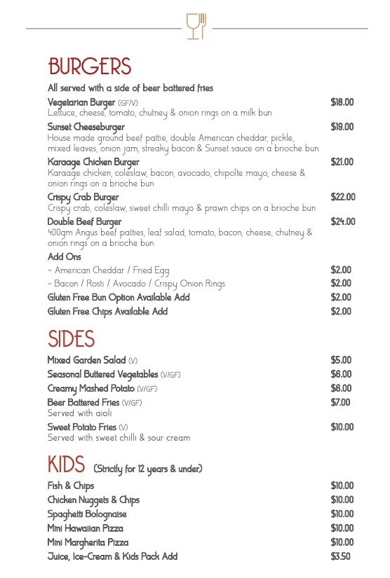 Menu at The Buffalo Bar, Macgregor