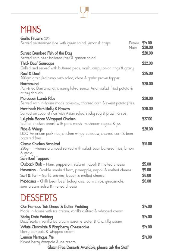 Menu at The Buffalo Bar, Macgregor