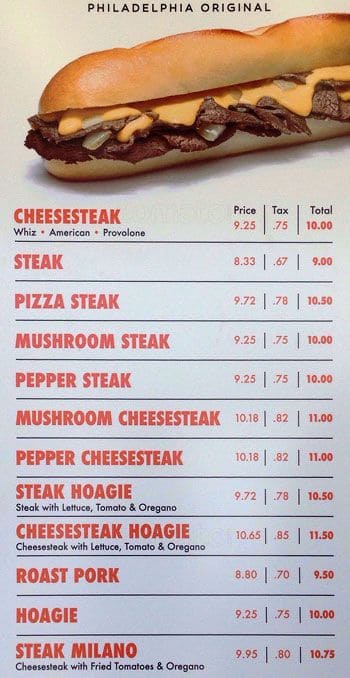 Geno's Steaks Menu, Menu for Geno's Steaks, Passyunk Square ...