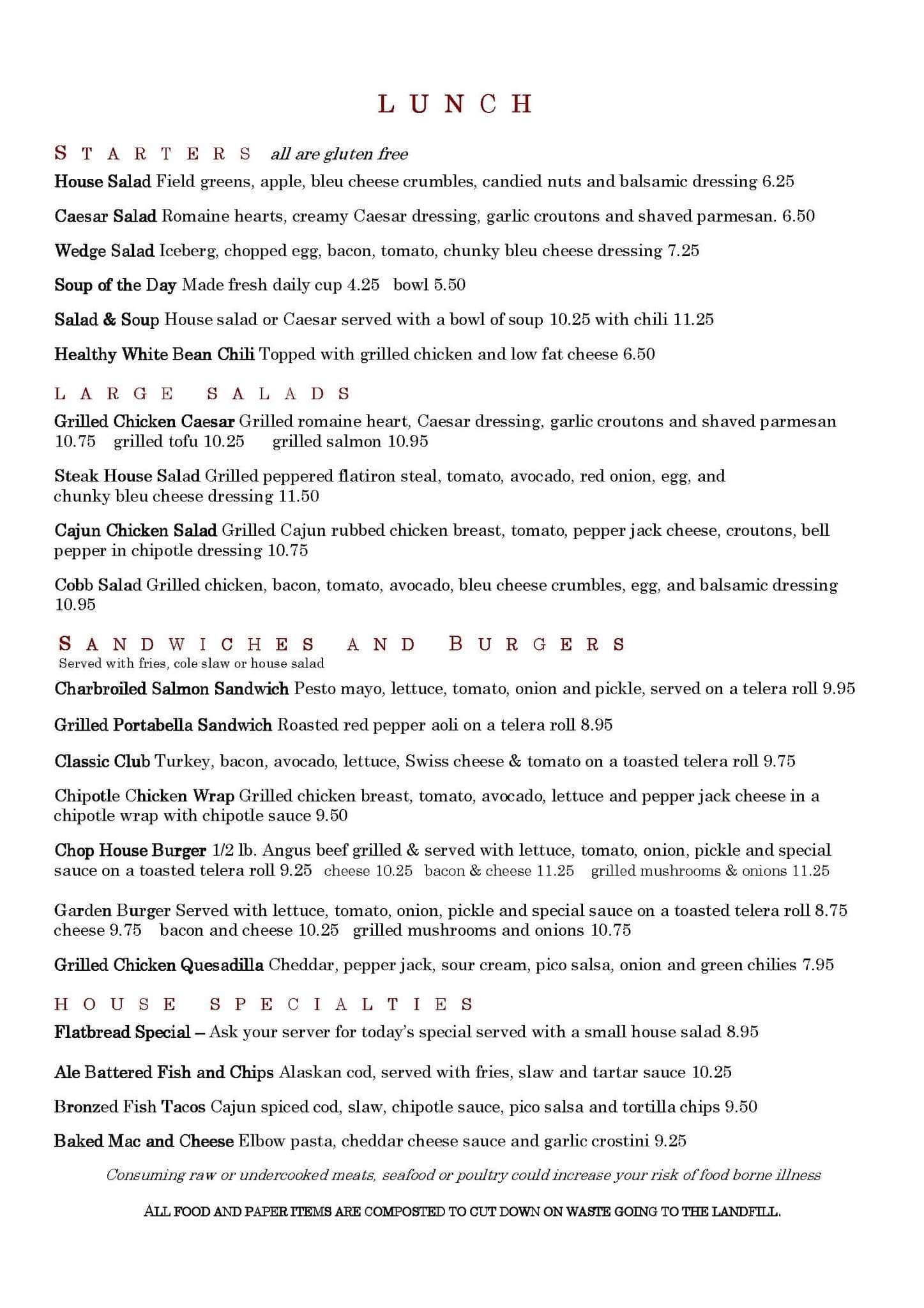 Menu at Lakeside Bar and Grill, Portland