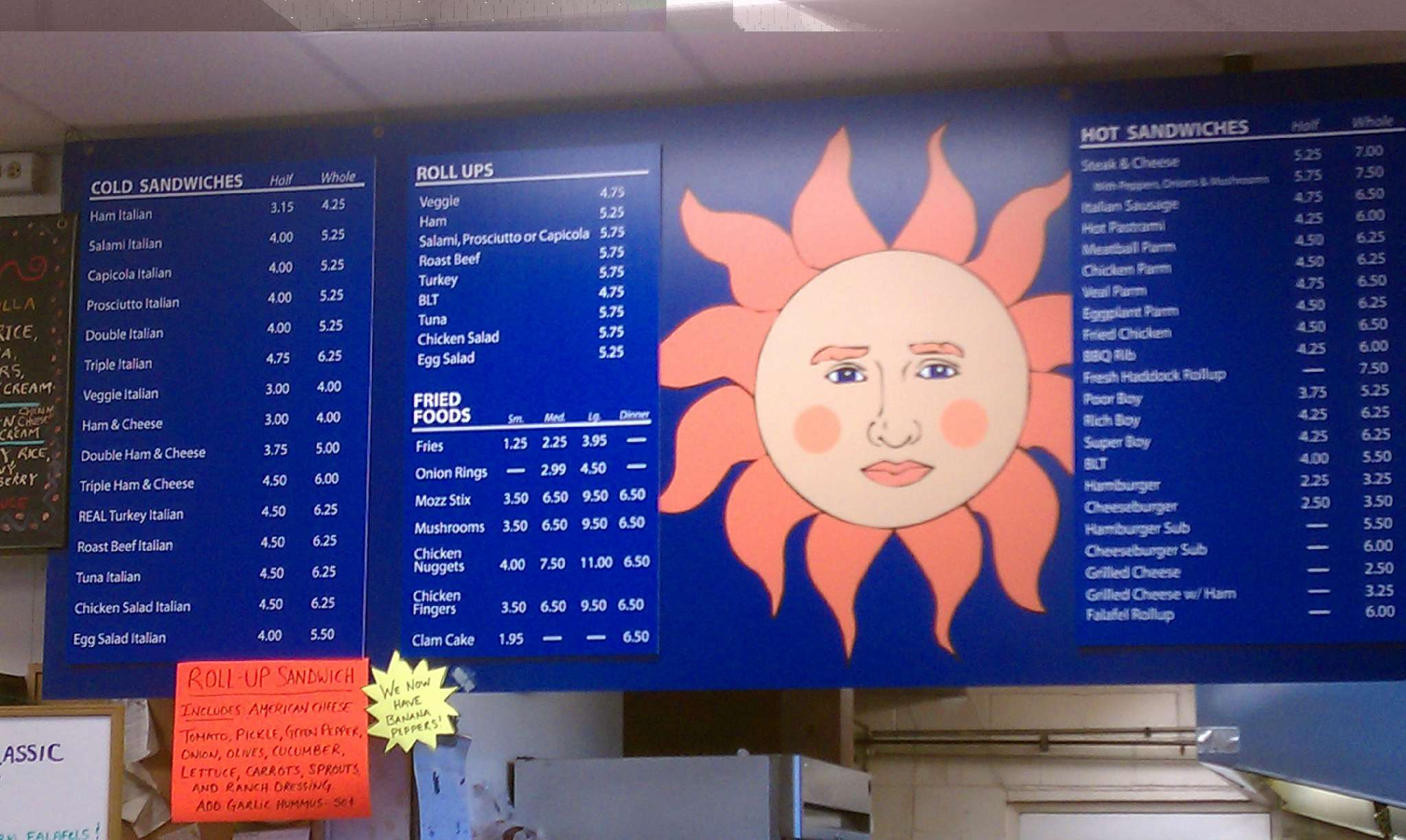 Menu at Punky's pizzeria, Portland, 186 Brighton Ave