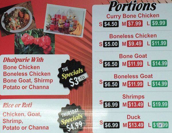 Menu at Authentic Trini Foods restaurant, Brampton