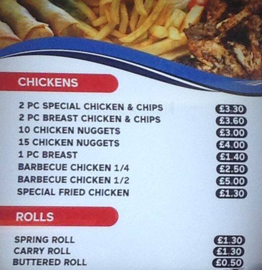 Menu at George's Fish Bar, London, 201 Shirland Rd