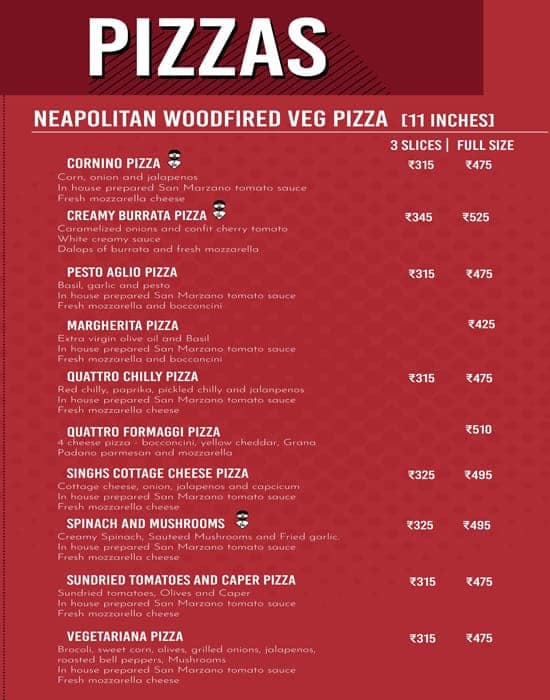 Menu of Mr Singh Pizzeria, Rohini, New Delhi