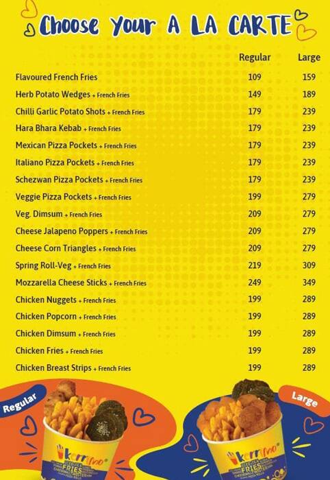 Menu of Kerrimo, Nizampet, Hyderabad