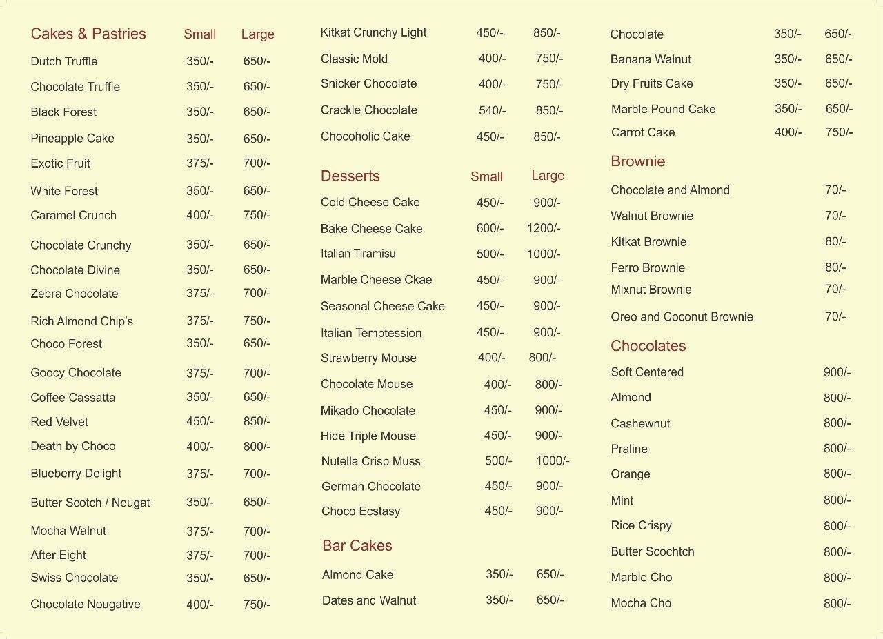 Menu of Flavor Box The Cake Shop, Kandivali East, Mumbai