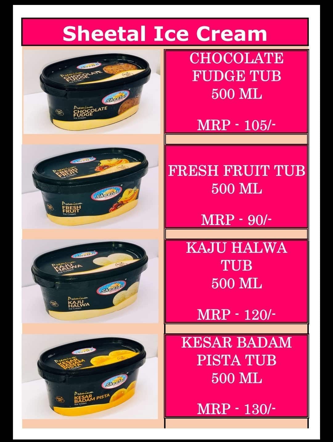 Menu of Sheetal Ice Cream, Mira Road, Mumbai