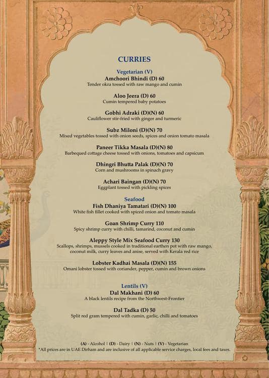 Menu of Rangoli - Yas Island Rotana, Yas Island, Abu Dhabi
