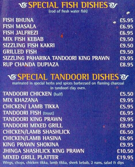 Menu at Spice Of India restaurant, London, 757 Green Lanes