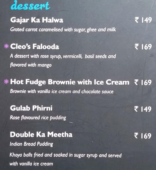 Menu at Cleo's Grill & Cafe, Chennai, 115, No 115, 4th Avenue, Indra Nagar