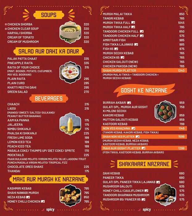 Menu of Gulati, DLF Phase 1, Gurgaon