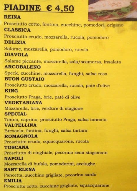 Menu da Il Baretto, Milano, Viale Lombardia