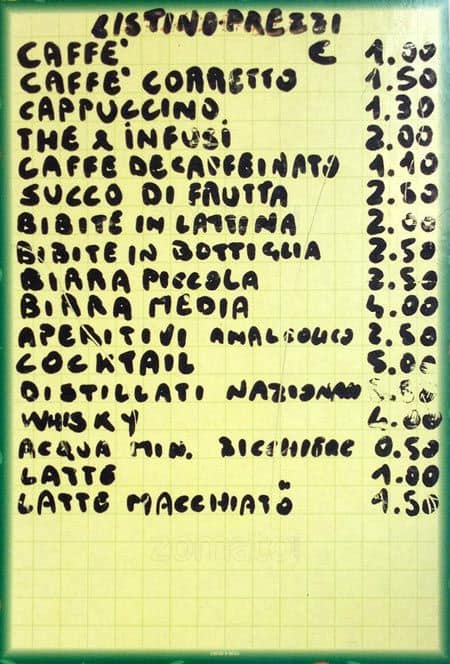 Menu da Il Baretto, Milano, Viale Lombardia