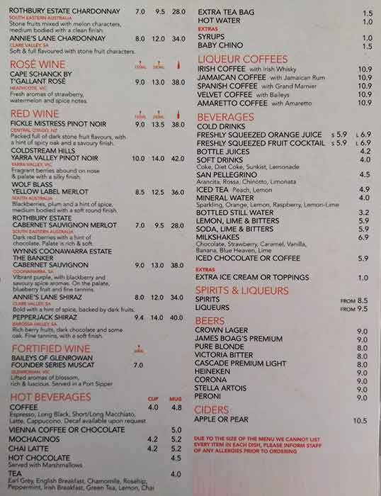 Menu at Dendy Deli steakhouse, Brighton, 26 Church St