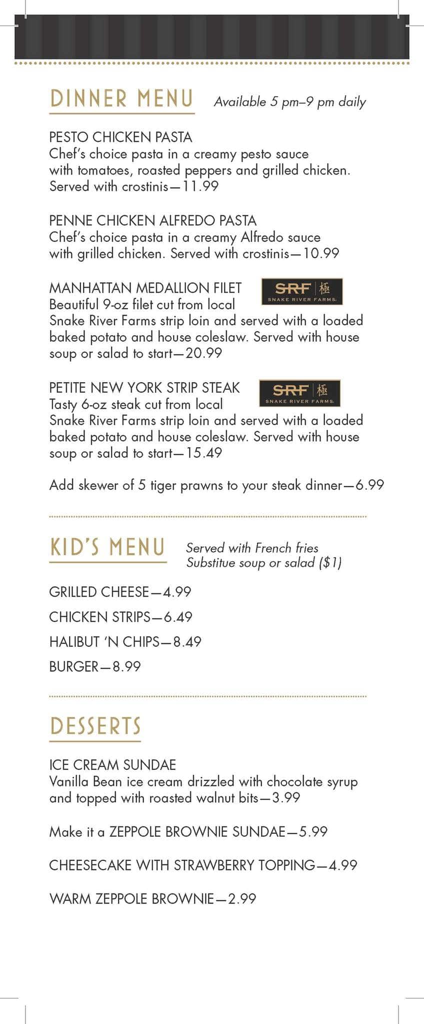 Menu at The Refuge pub & bar, Boise