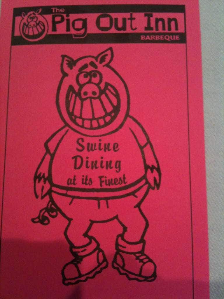 Menu at Pig Out Inn restaurant, Natchez