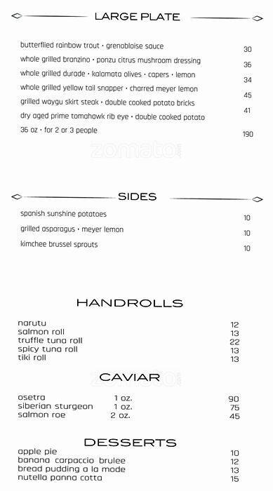 Menu at Lique Miami Waterfront Restaurant and Lounge, North Miami Beach