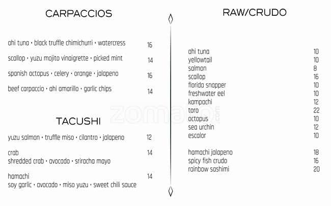 Menu at Lique Miami Waterfront Restaurant and Lounge, North Miami Beach