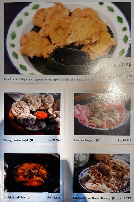 Menu at Talaga Uniquely Tofu restaurant, Bandung