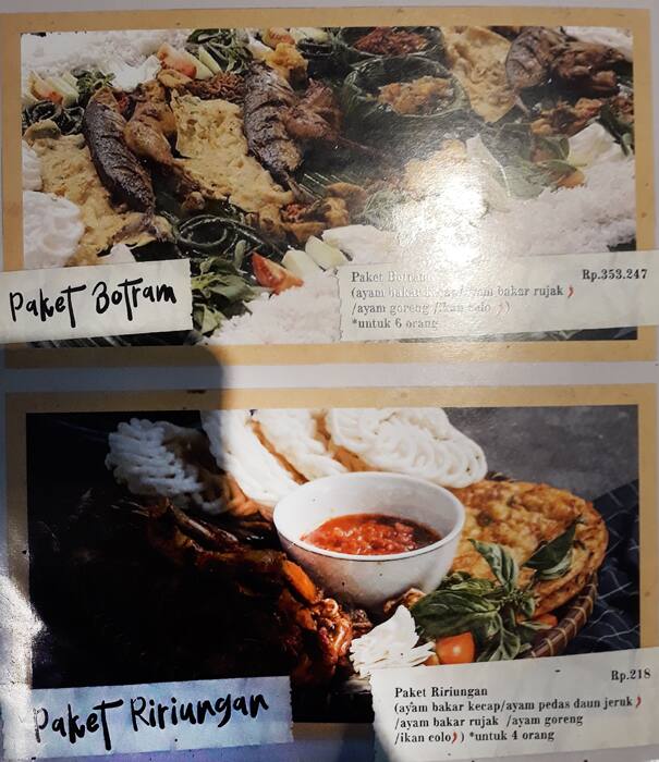 Menu at Talaga Uniquely Tofu restaurant, Bandung